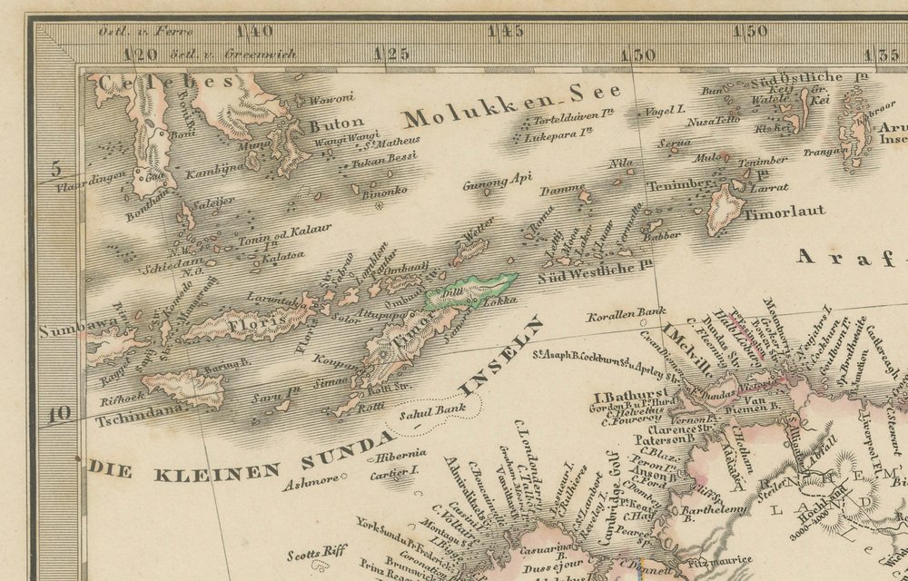 Map of Australia and New Zealand, 1857 for sale at Pamono