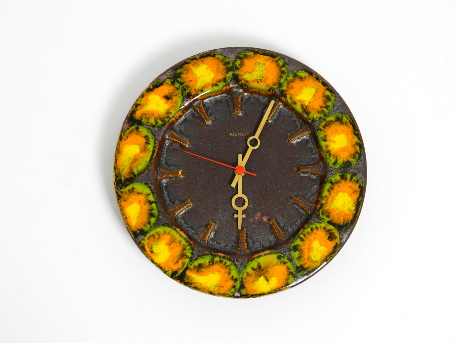 Large Fat Lava Ceramic Wall Clock from Kienzle, 1960s for sale at Pamono