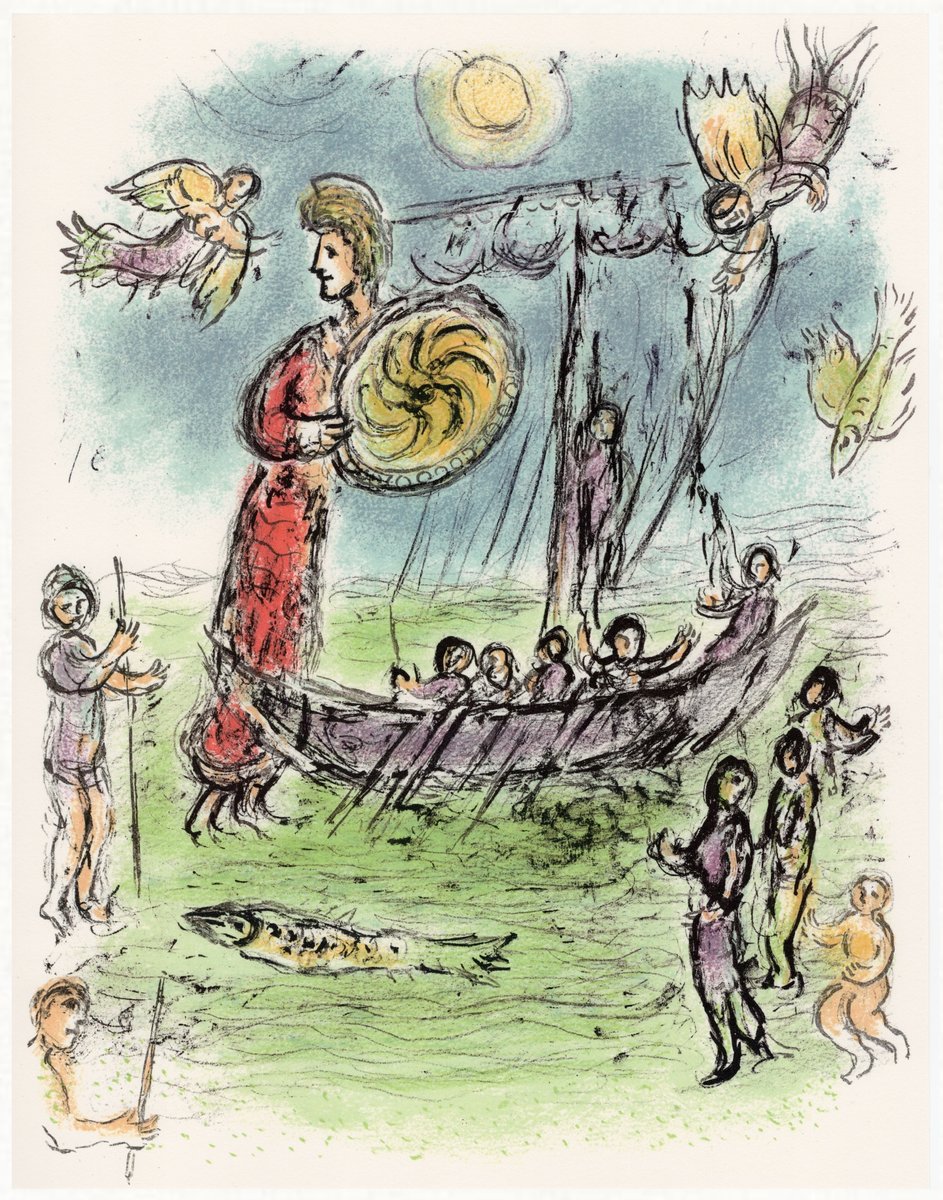 Marc Chagall, Athena Guides Telemachus' Boat, from Odyssey, 1989 ...