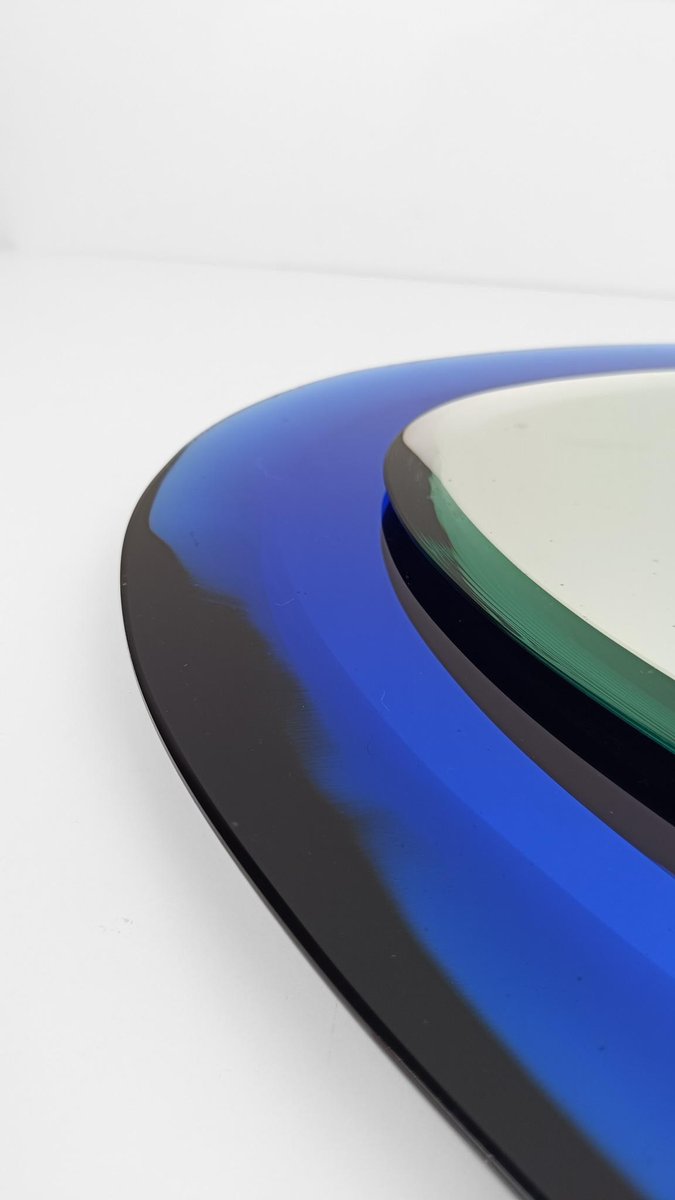 Mid-Century Modern Oval Mirror in Slightly Concave Blue Glass, 1960s ...