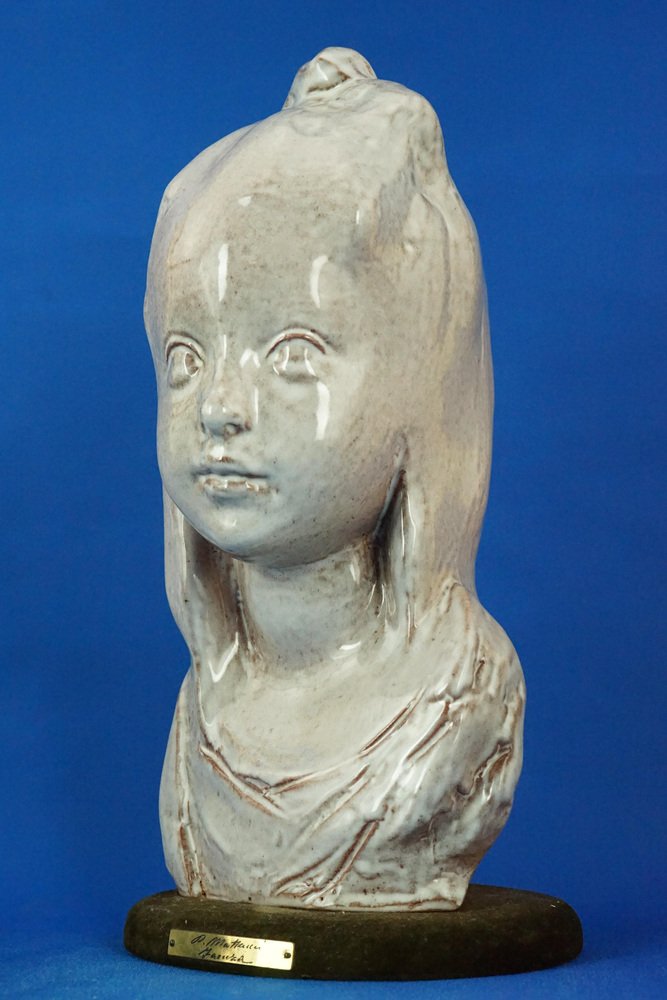 20th Century Majolica Bust of a Girl by Pietro Melandri for Matteucci ...