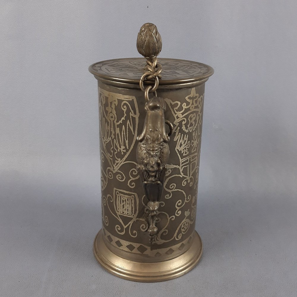 Florentine Medieval Style Pewter Beer Mug, 1950s for sale at Pamono