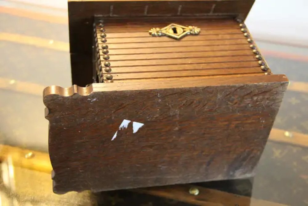 French Cigar Box with Bronze Dog in Dog House, 1890s for sale at Pamono