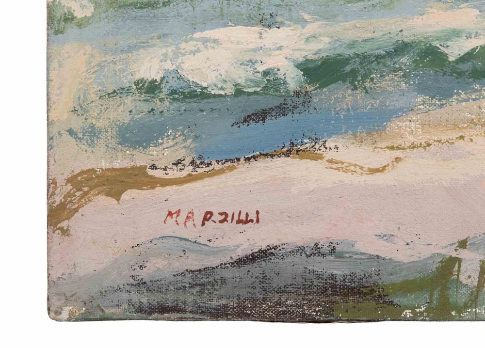 Franco Marzilli, Ballerina in Front of the Sea, Oil Painting, 1970s for ...