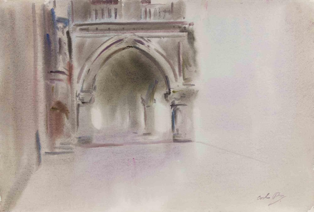 Carlo Ravagnan, View of Palazzo Ducale, Venice, Watercolor, 1985 for ...