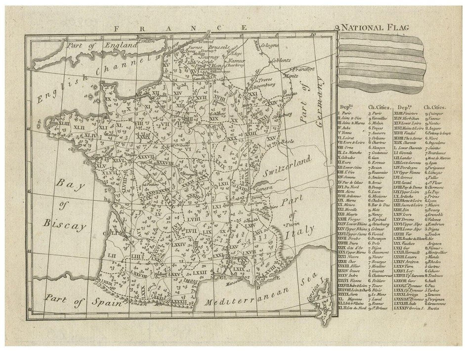 Small Antique Map of France, 1780s for sale at Pamono
