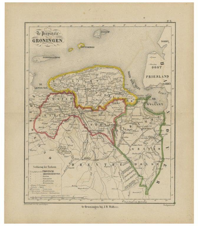 Antique Map of Groningen, 1864 for sale at Pamono