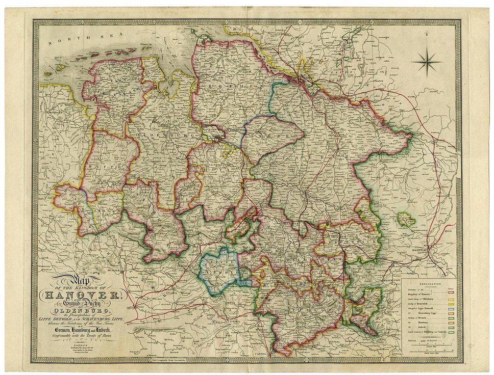 Map of Northern Germany, 1854 for sale at Pamono