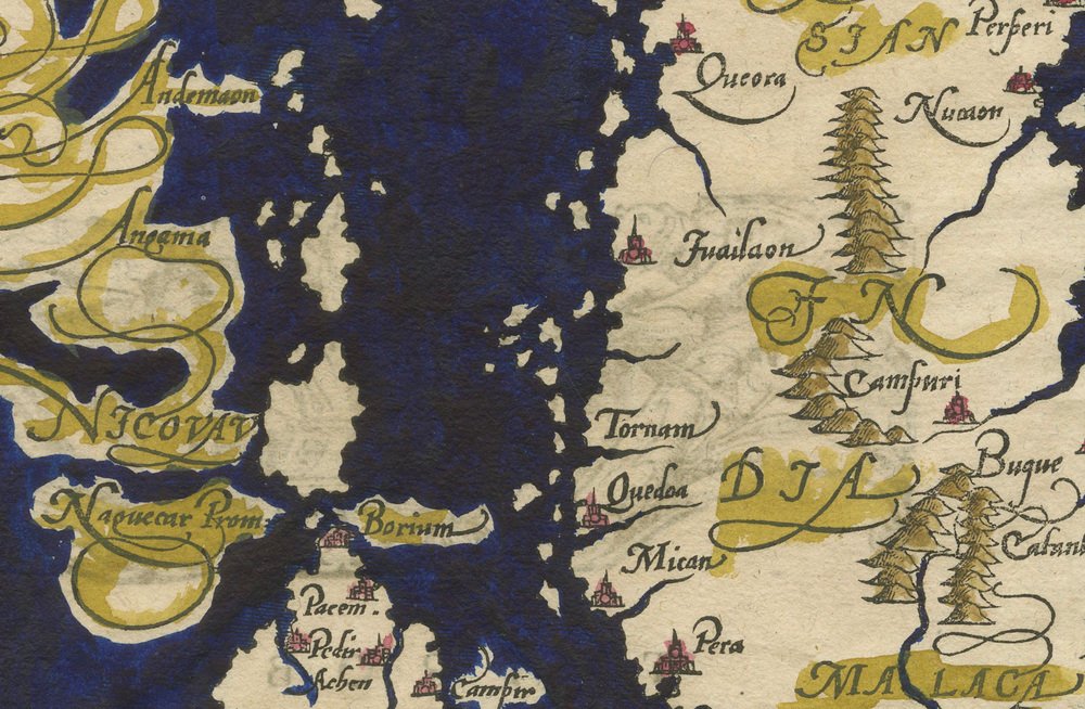 Renaissance Map of Sumatra with Singapore in Münster's Woodcut, 1590 ...