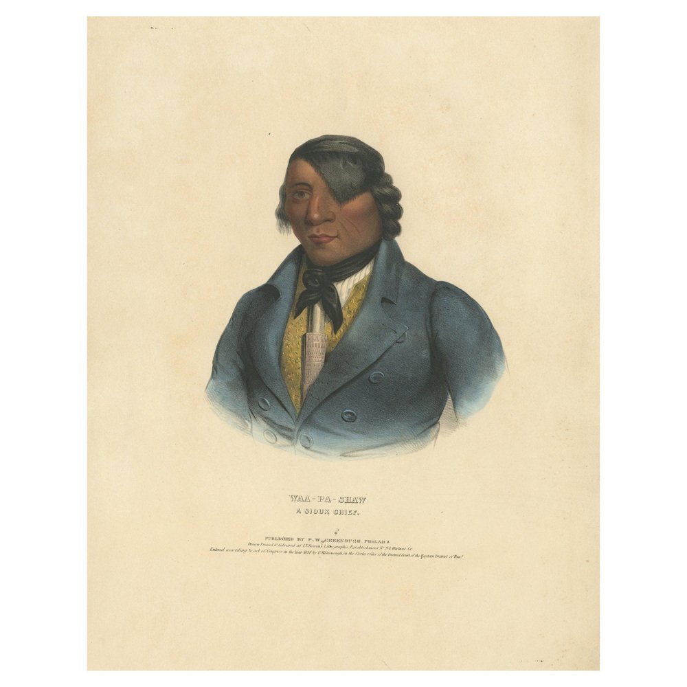 Charles Bird King, Portrait of Waa-Pa-Shaw Sioux Chief, 1838, Hand ...