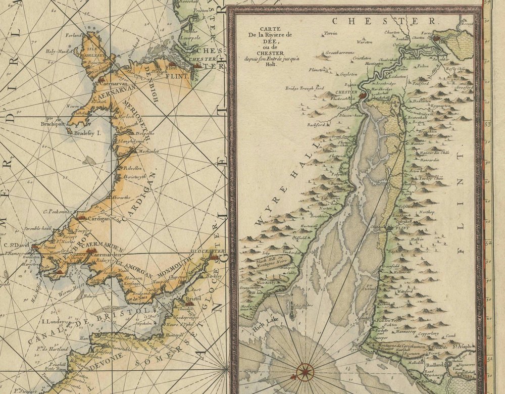 Large Maritime Map of Irish Sea, West Coasts of Ireland, England and ...