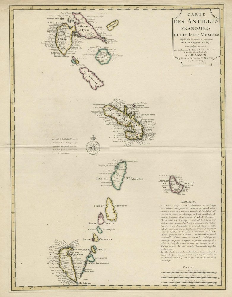 Antique Map of the Windward Islands in the Caribbean for sale at Pamono