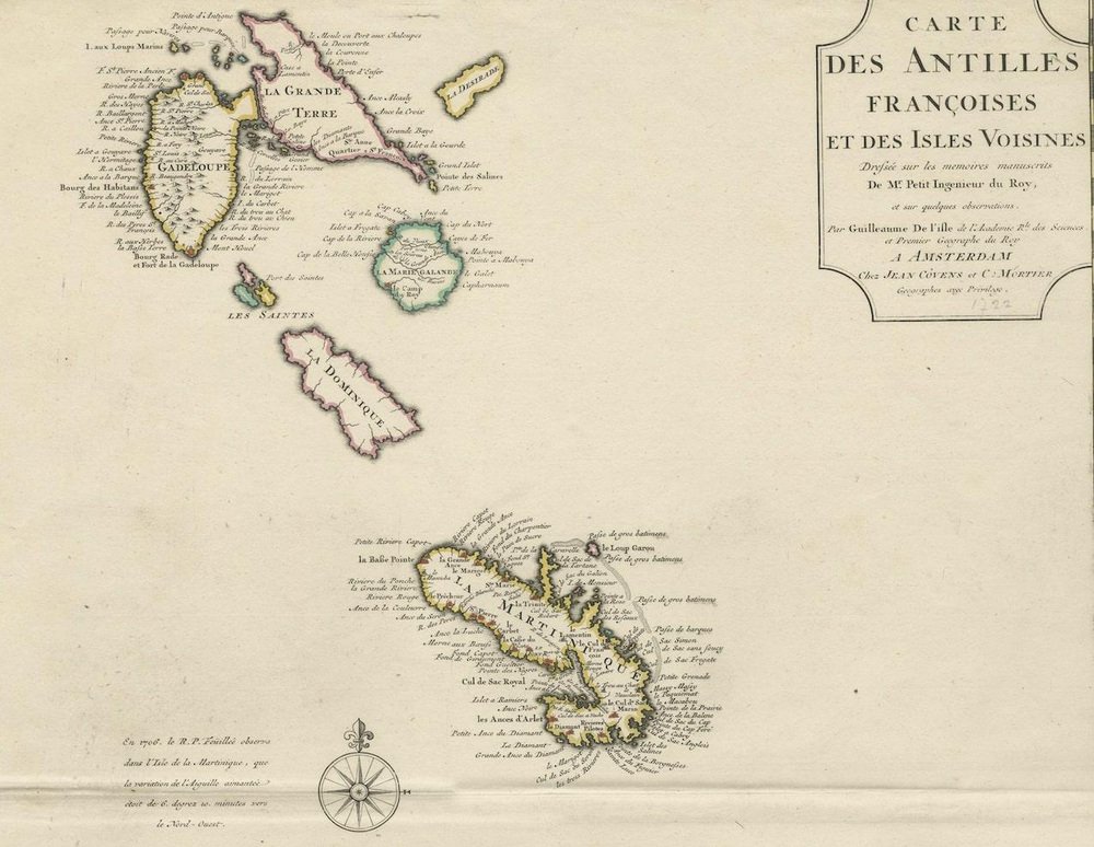 Antique Map of the Windward Islands in the Caribbean for sale at Pamono