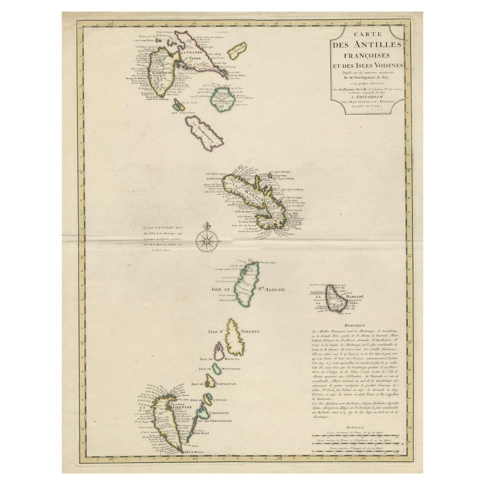 Antique Map of the Windward Islands in the Caribbean for sale at Pamono