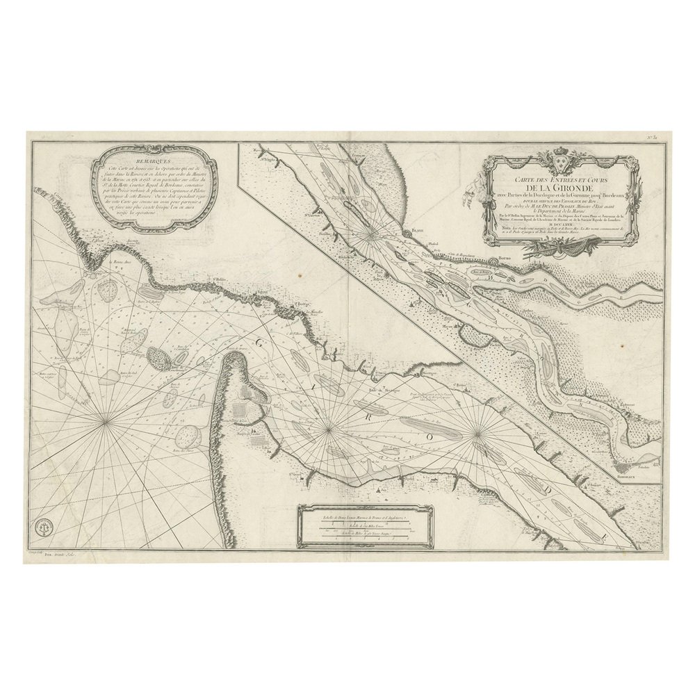 Map of Gironde, 1770s for sale at Pamono
