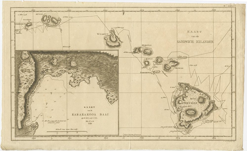 Map of the Hawaiian Islands with Large Inset of Karakakooa Bay, 1803 ...