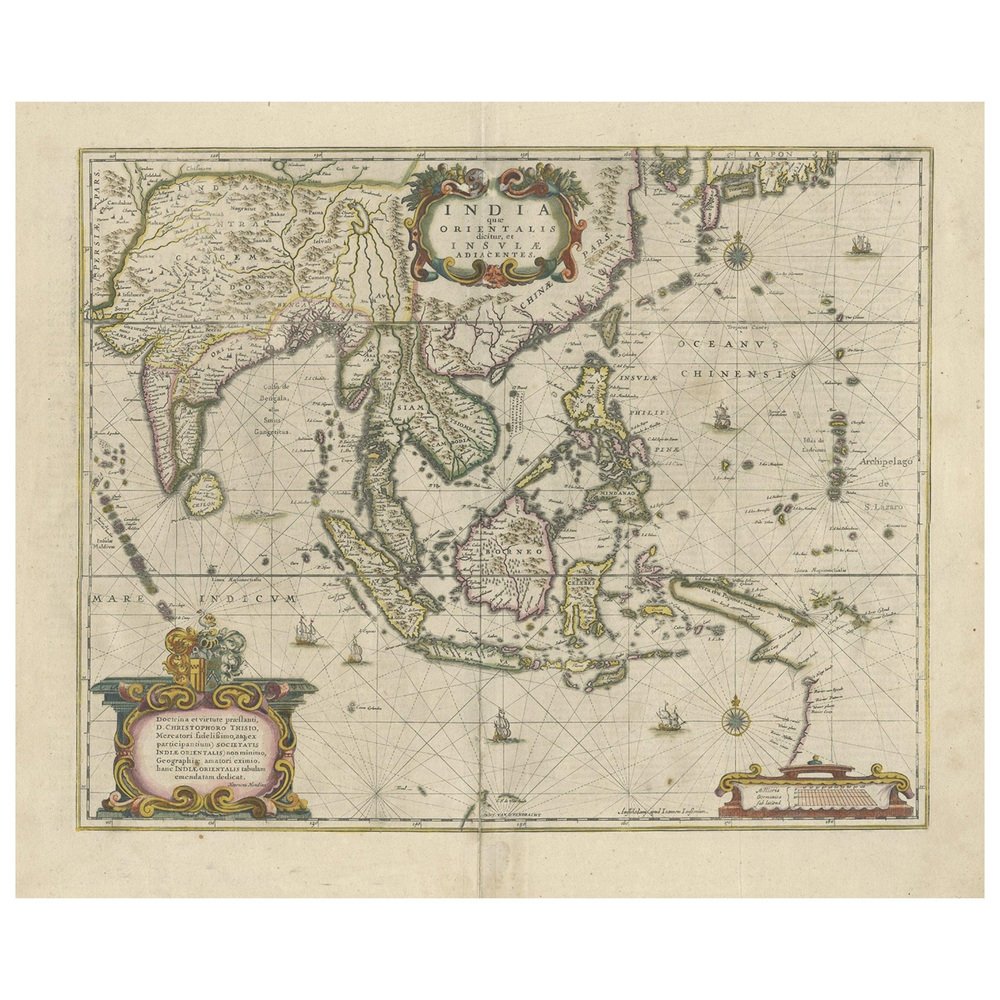 Antique Map of the East Indies and Southeast Asia, 1644 for sale at Pamono