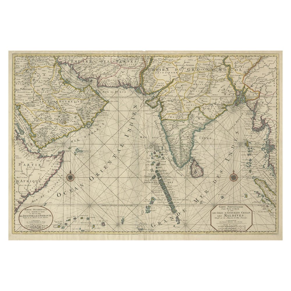 Antique Map of Southern Asia with India, the Maldives, Ceylon and ...