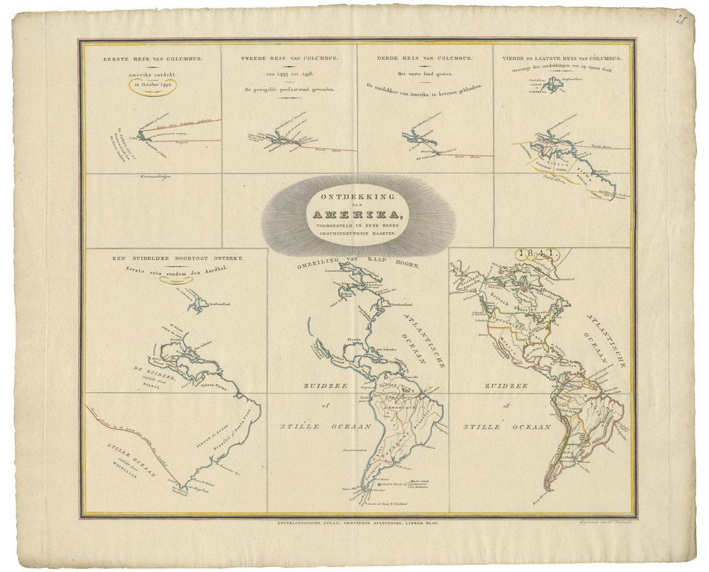Antique Map of the Development of the Mapping of the Americas, 1841 for ...