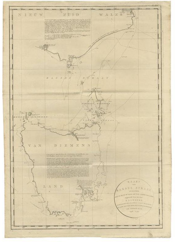 Large Antique Map of Bass Strait, Tasmania and Australia by Cook, 1803 for sale at Pamono