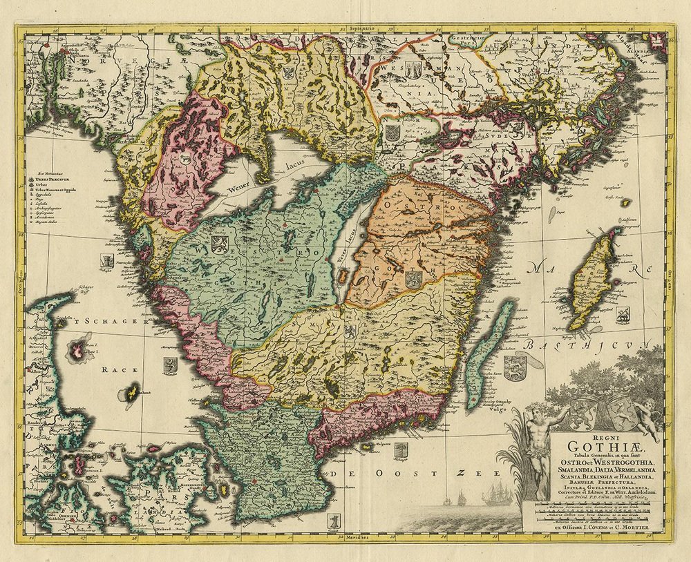 Antique Map of Southern Sweden by Covens & Mortier, 1720 for sale at Pamono