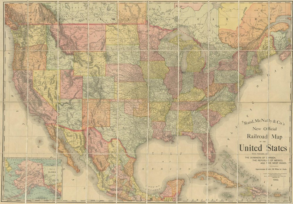 Antique Railroad Map of the United States by Rand, McNally & Co., 1900 ...