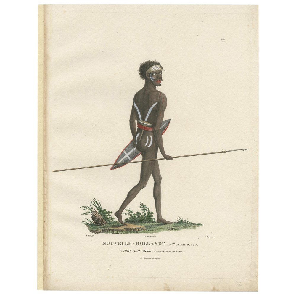 Peron, Illustration of an Indigenous Australian Man, 1810, Hand-Colored ...
