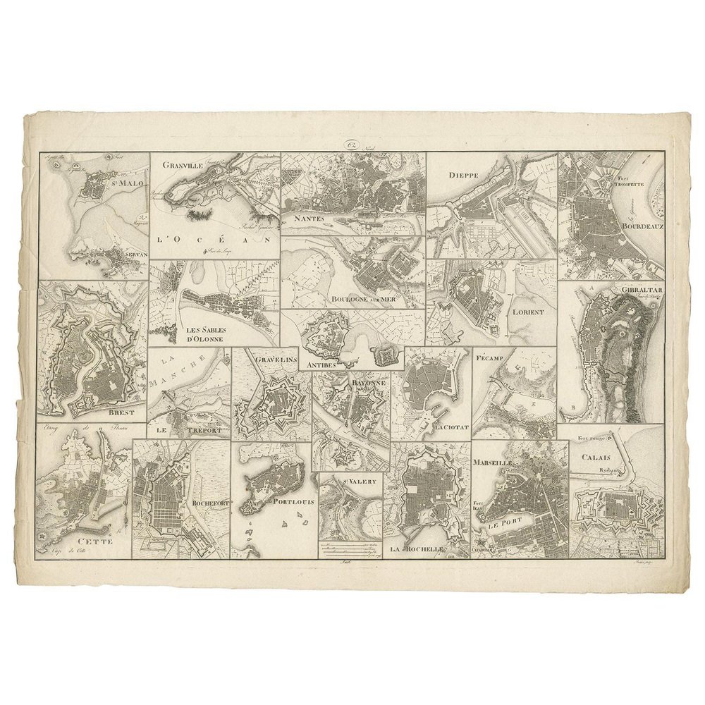 Antique Map of Various Ports in France by Röder, 1800s for sale at Pamono