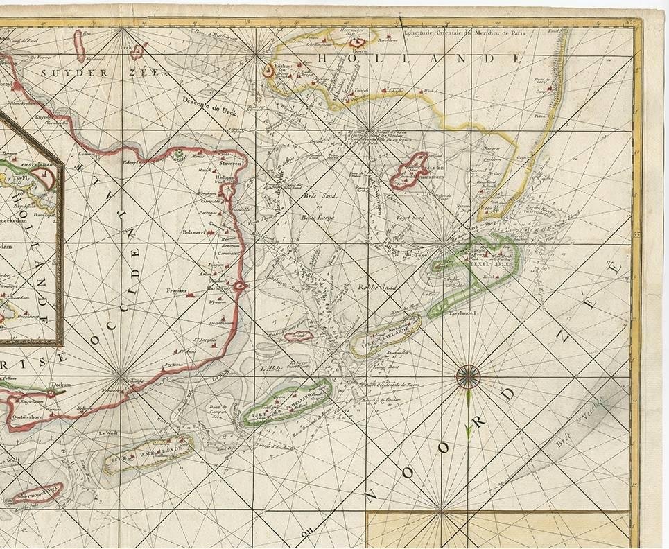 Large Sea Chart of the Zuyder Zee and the Northsea with the Wadden ...