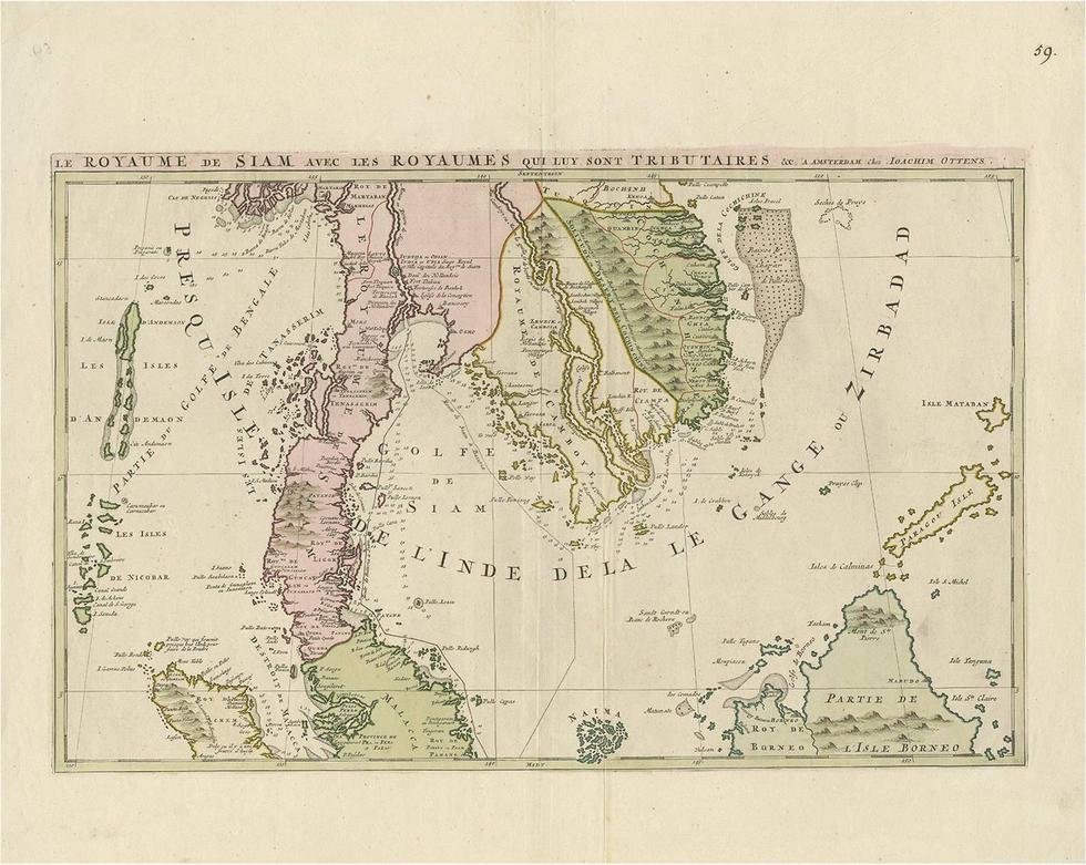 Antique Map of Southeast Asia by J. Ottens, 1710 for sale at Pamono