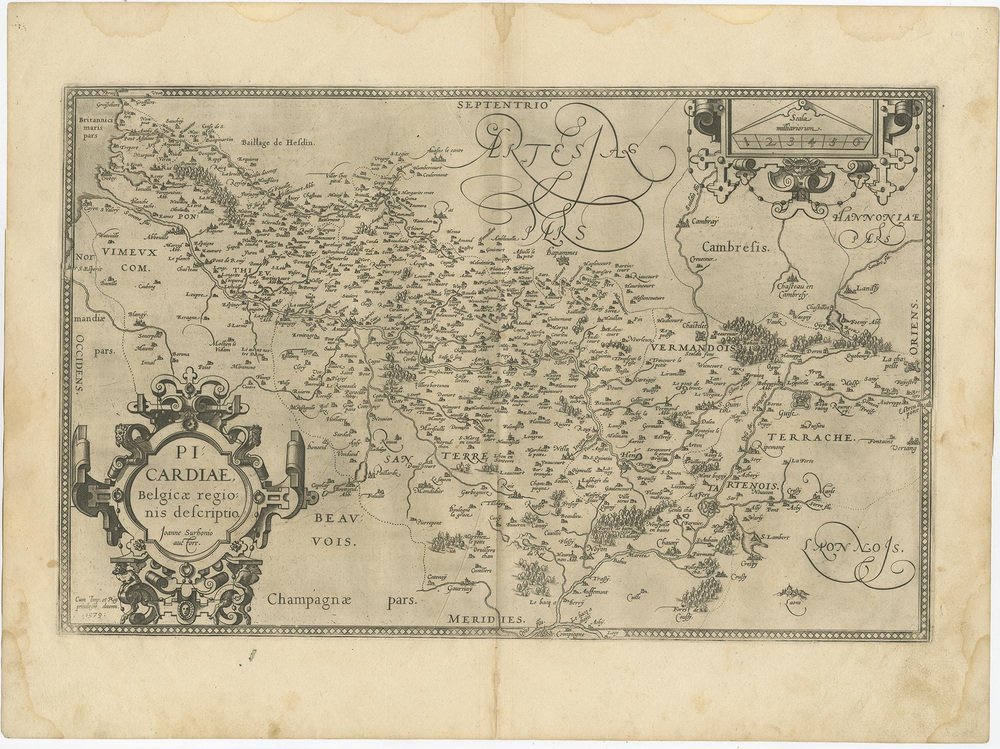 Antique Map of the Region of Picardy, 1602 for sale at Pamono