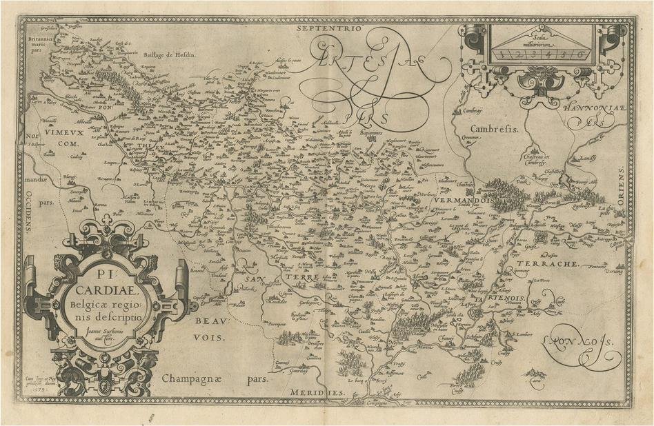 Antique Map of the Region of Picardy, 1602 for sale at Pamono
