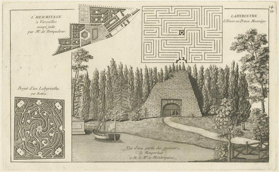 Le Rouge, Illustration of Labyrinth and the Hermitage of Versailles ...