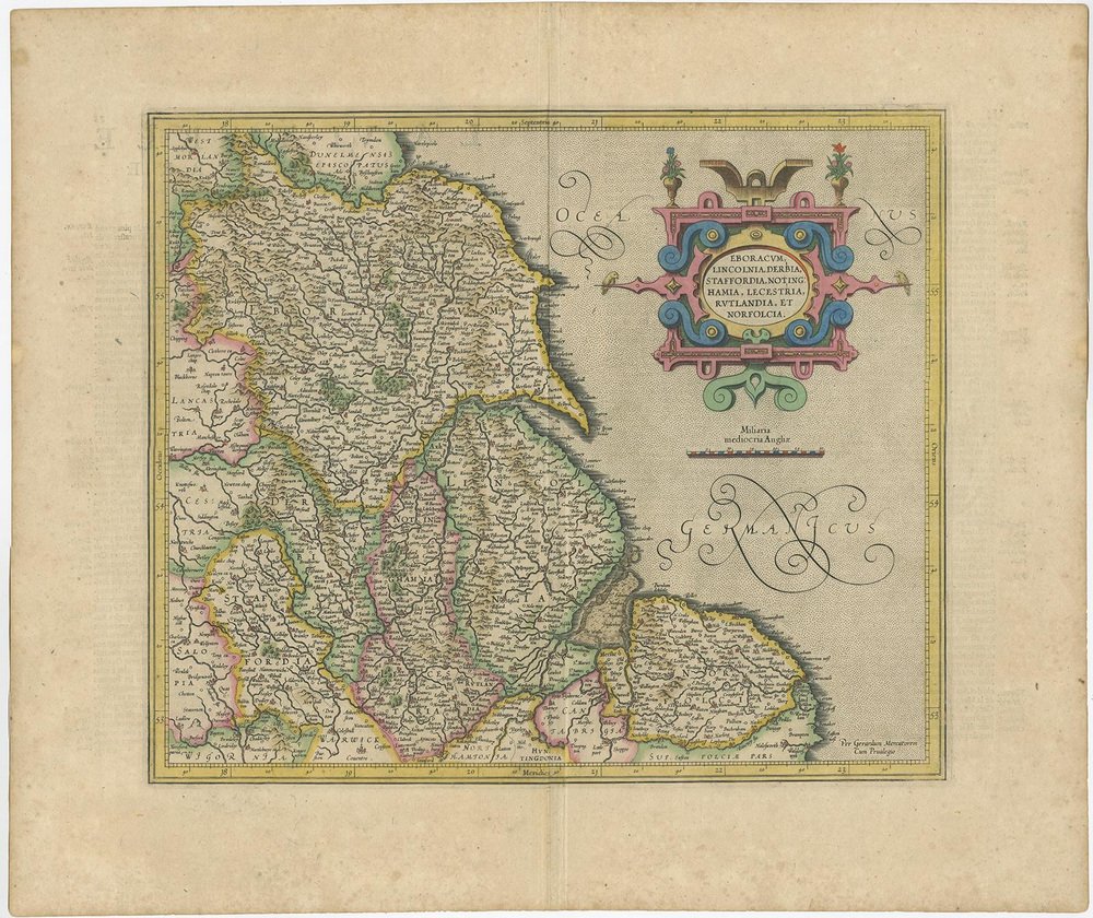 Map of the Northeast of England, 1620 for sale at Pamono