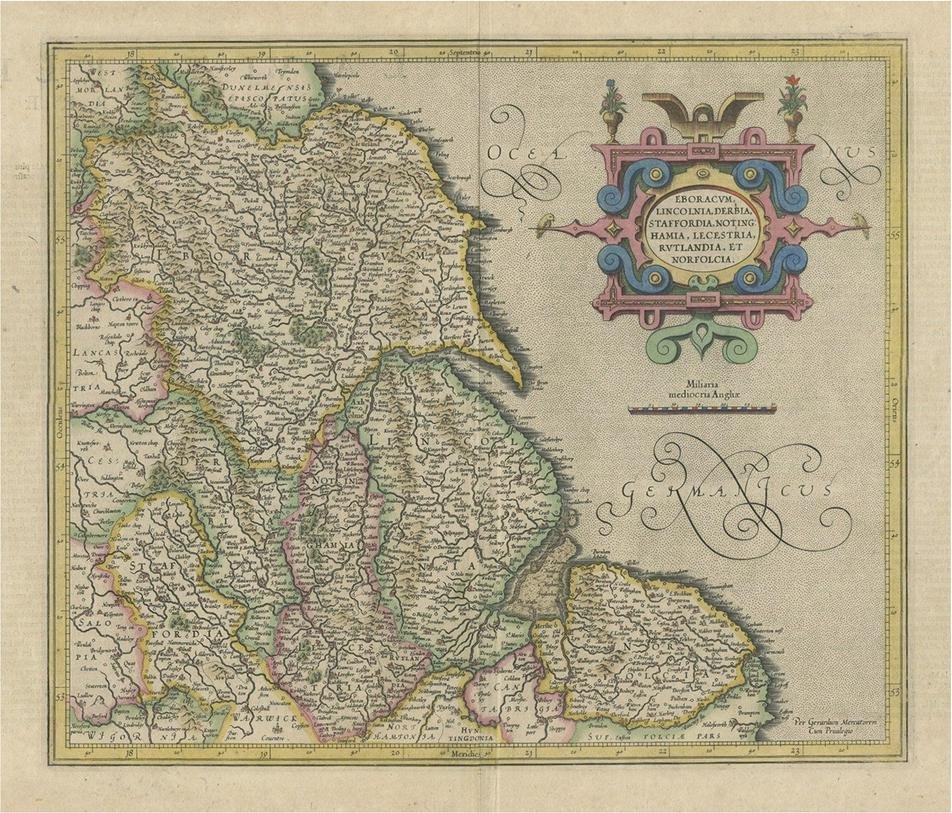 Map of the Northeast of England, 1620 for sale at Pamono