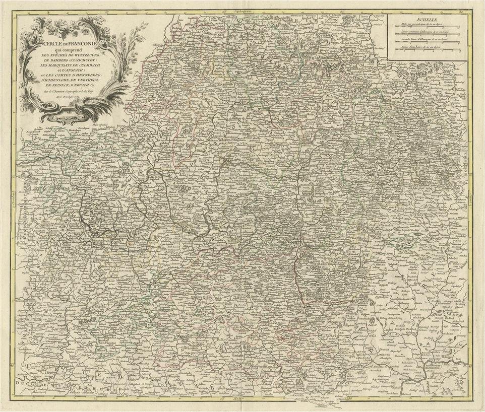 Map of the Circle of Franconia and Germany Bamberg, 1757 for sale at Pamono