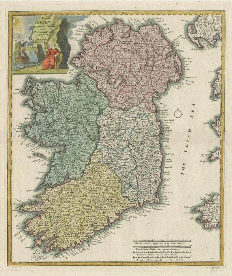Antique Map of the Four Irish Provinces, 1718 for sale at Pamono