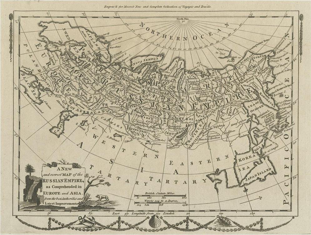 Antique Engraved Map of the Russian Empire, 1778 for sale at Pamono