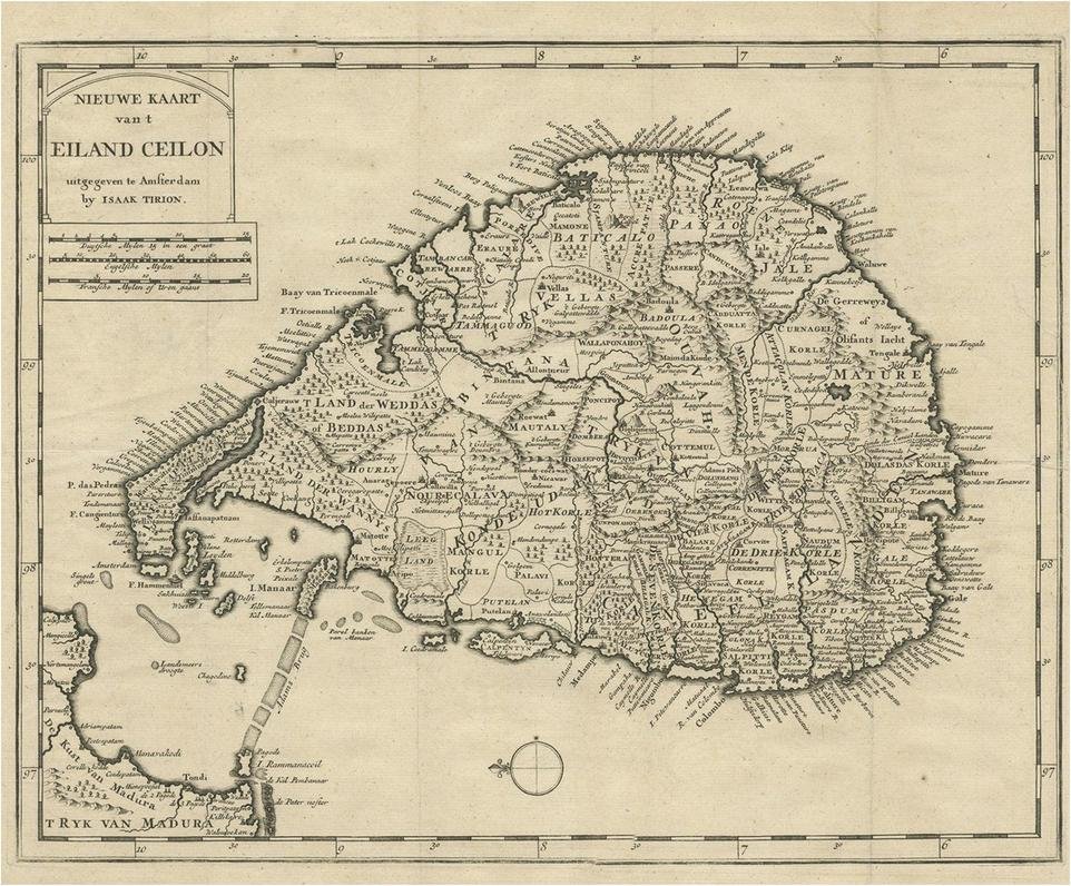 Map of Ceylon Sri Lanka with the North Oriented to the Left, 1731 for ...