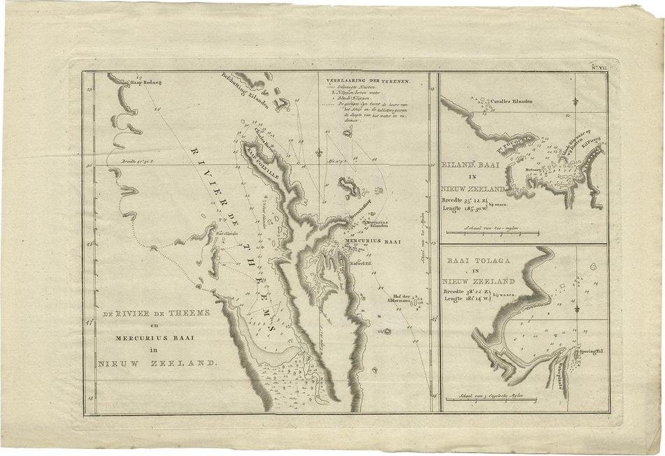 Detailed Map of New Zealand Showing the Route of Capt. Cooks First ...