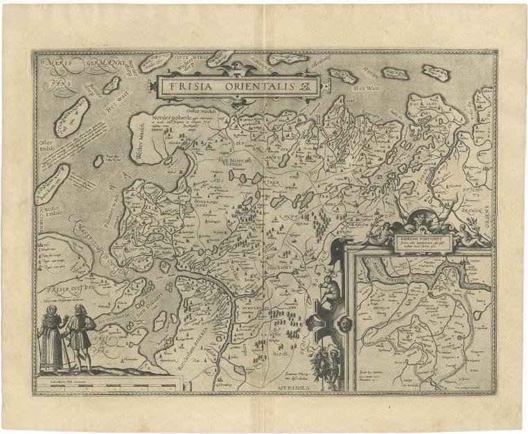 Antique Map of East Frisia by Ortelius, 1595 for sale at Pamono