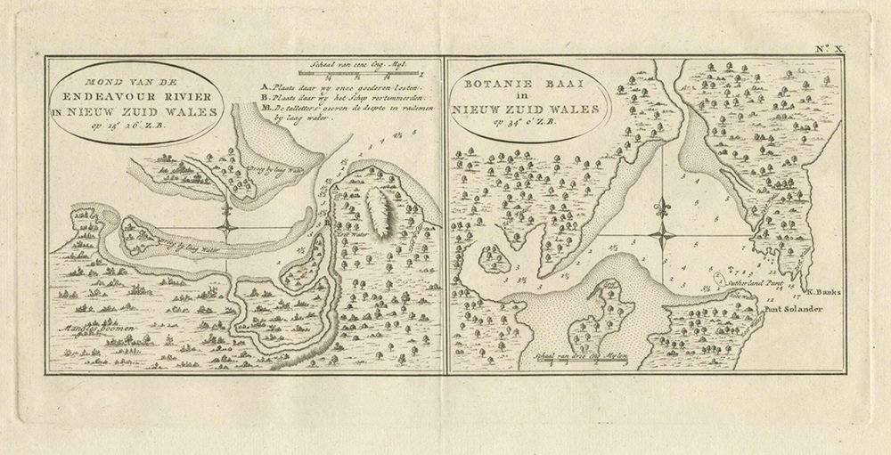 Antique Map of Endeavour River and Botany Bay, 1803 for sale at Pamono