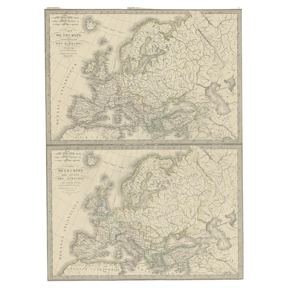 Antique Map of Europe, 1842 for sale at Pamono