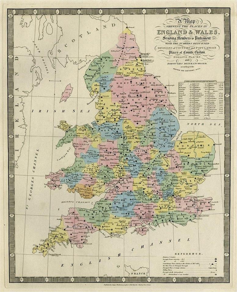 Antique Map of England and Wales Divided in Counties, 1854 for sale at ...