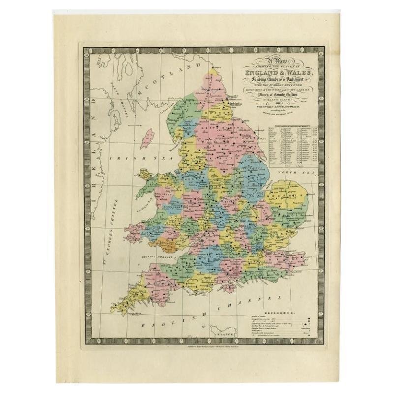 Antique Map of England and Wales Divided in Counties, 1854 for sale at ...