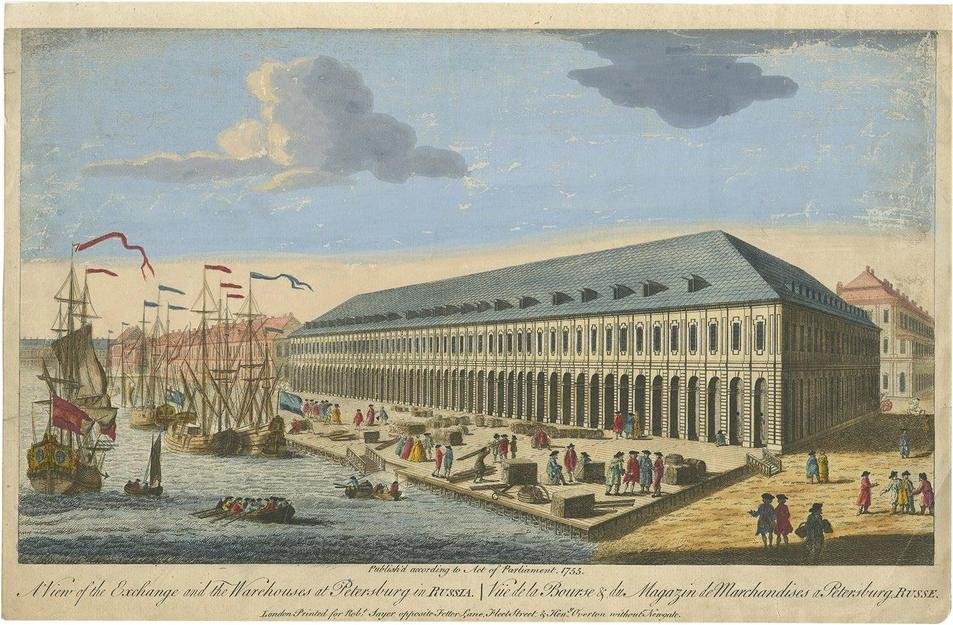 View of the Exchange and the Warehouses at Petersburg, 1790, Print for ...