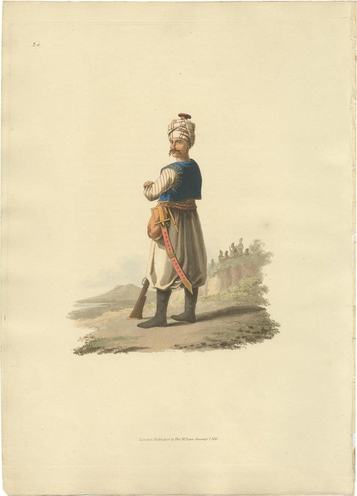 Janizary from the Military Costume of Turkey, 1818, Paper for sale at ...