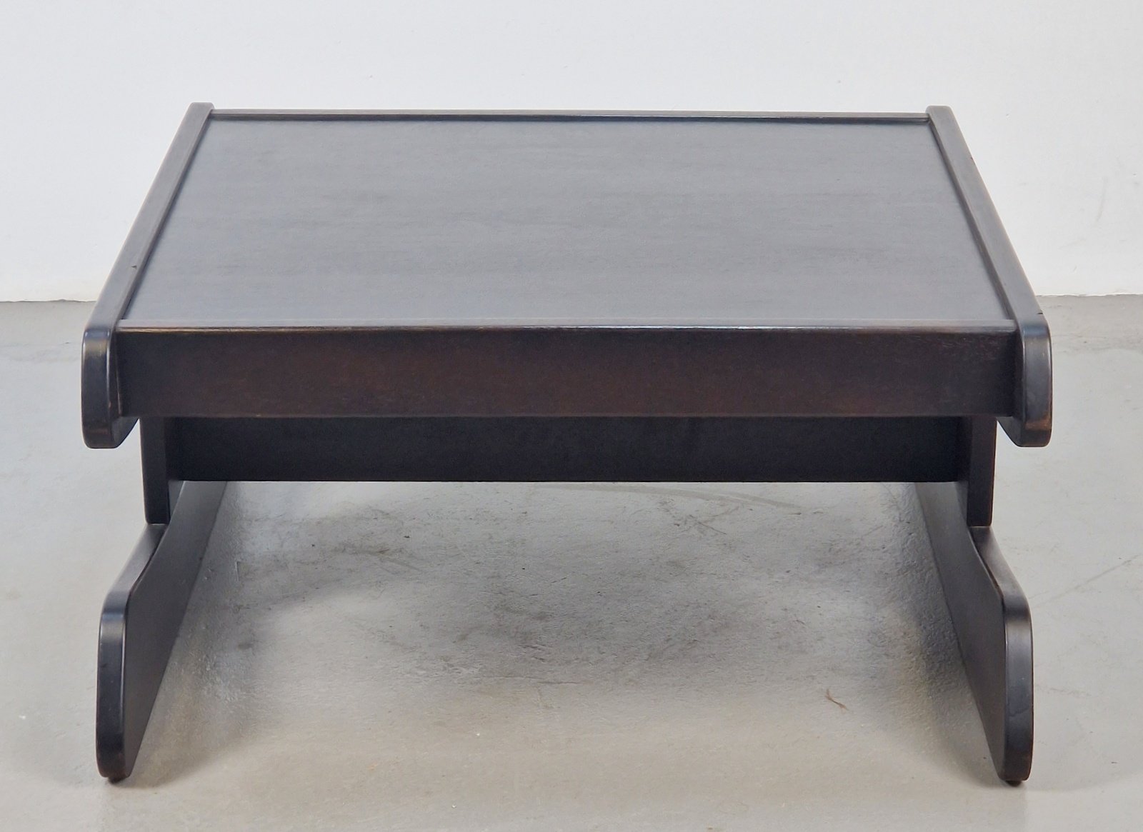 Postmodern Brutalist Wengé Coffee Table, 1970s for sale at Pamono