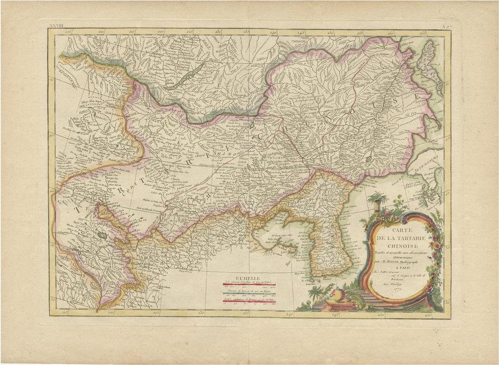 Antique Map of Korea and Southern China by Bonne, 1771 for sale at Pamono