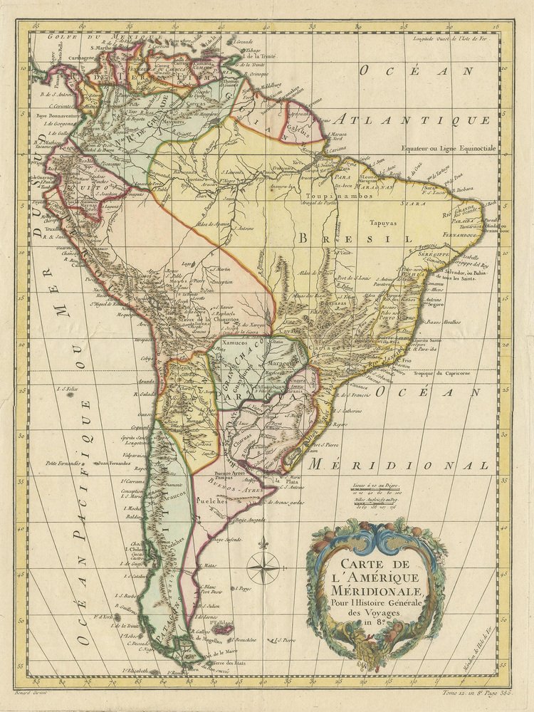 Antique Map of South America by De La Harpe, 1780 for sale at Pamono